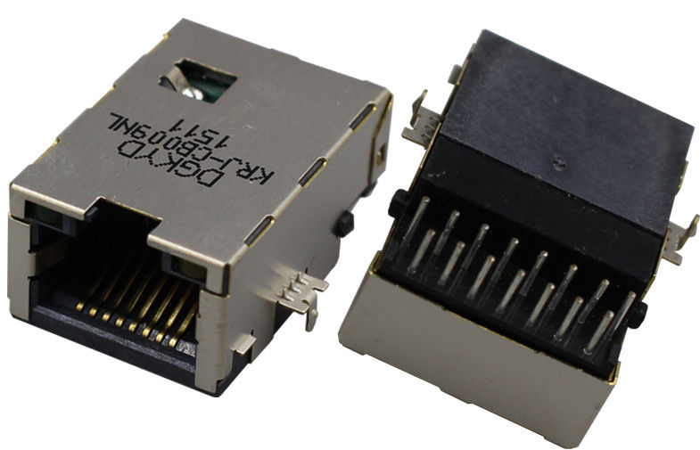 Plate RJ45 PCB Connector , Network Port RJ45 Vertical with Plating