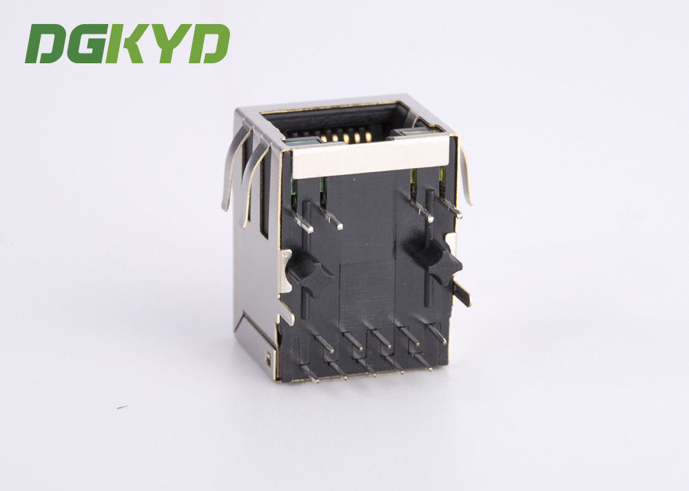 Metal shield right angle 1000 base RJ45 modular jack with magnetic ...