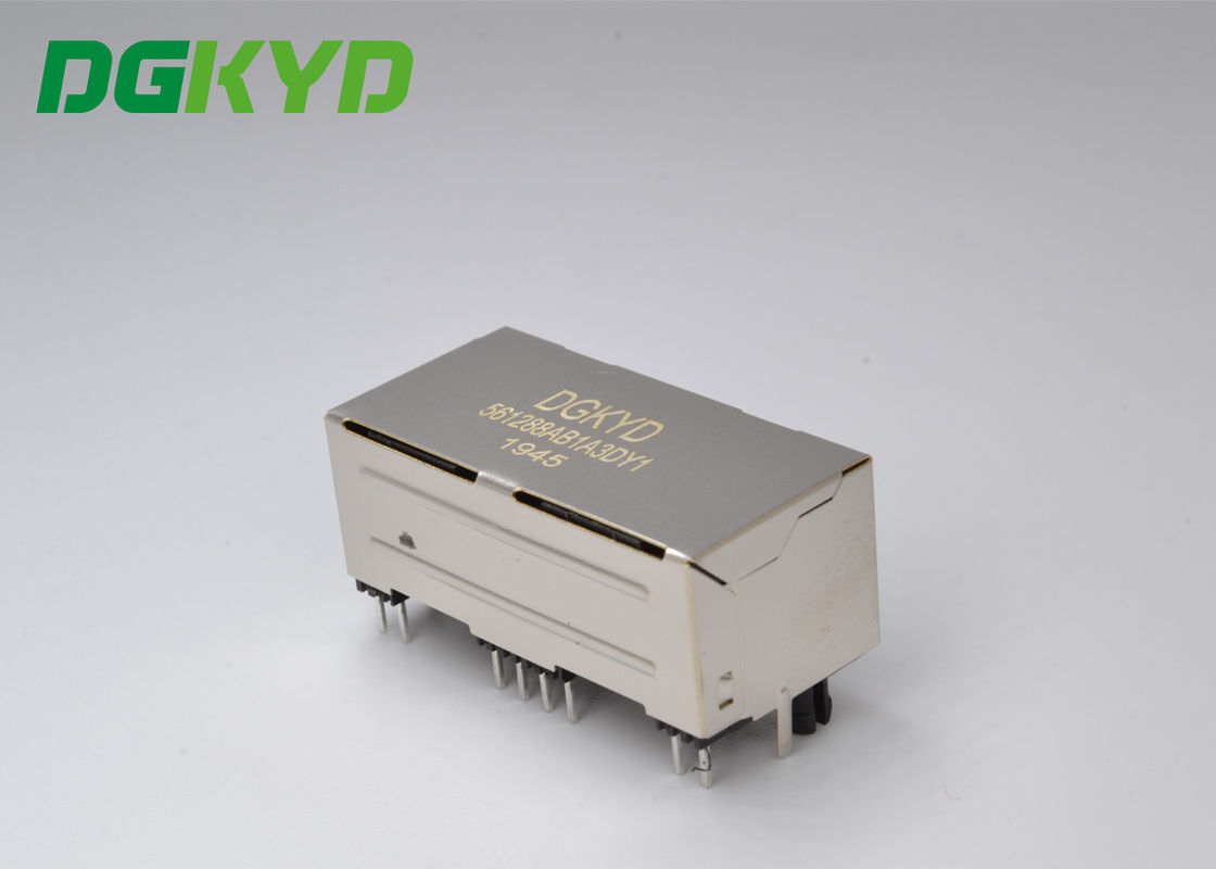 90 Degree Side Plug 1x2 RJ45 Multiple Port Connectors With LED