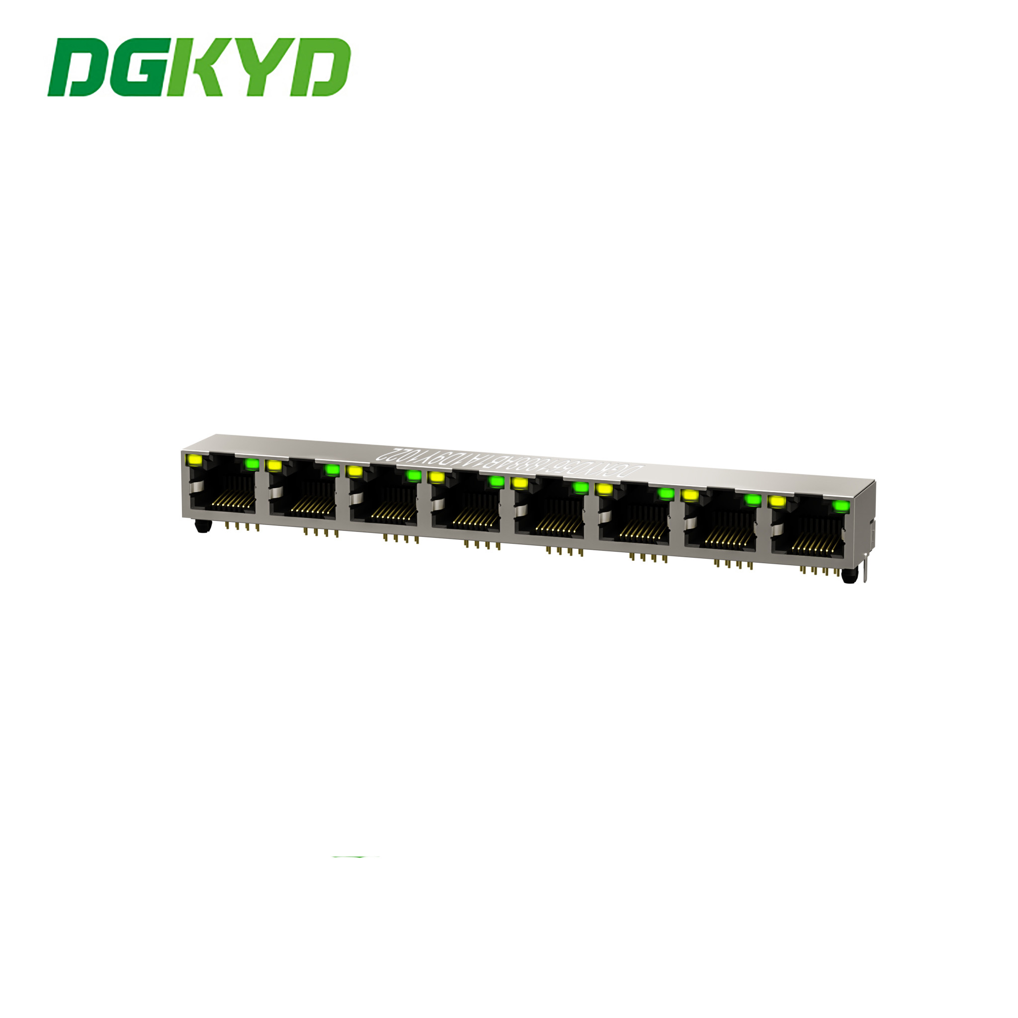 90 Degrees 1x8 RJ45 Female Jack 8 Ports Network Switch Connectors