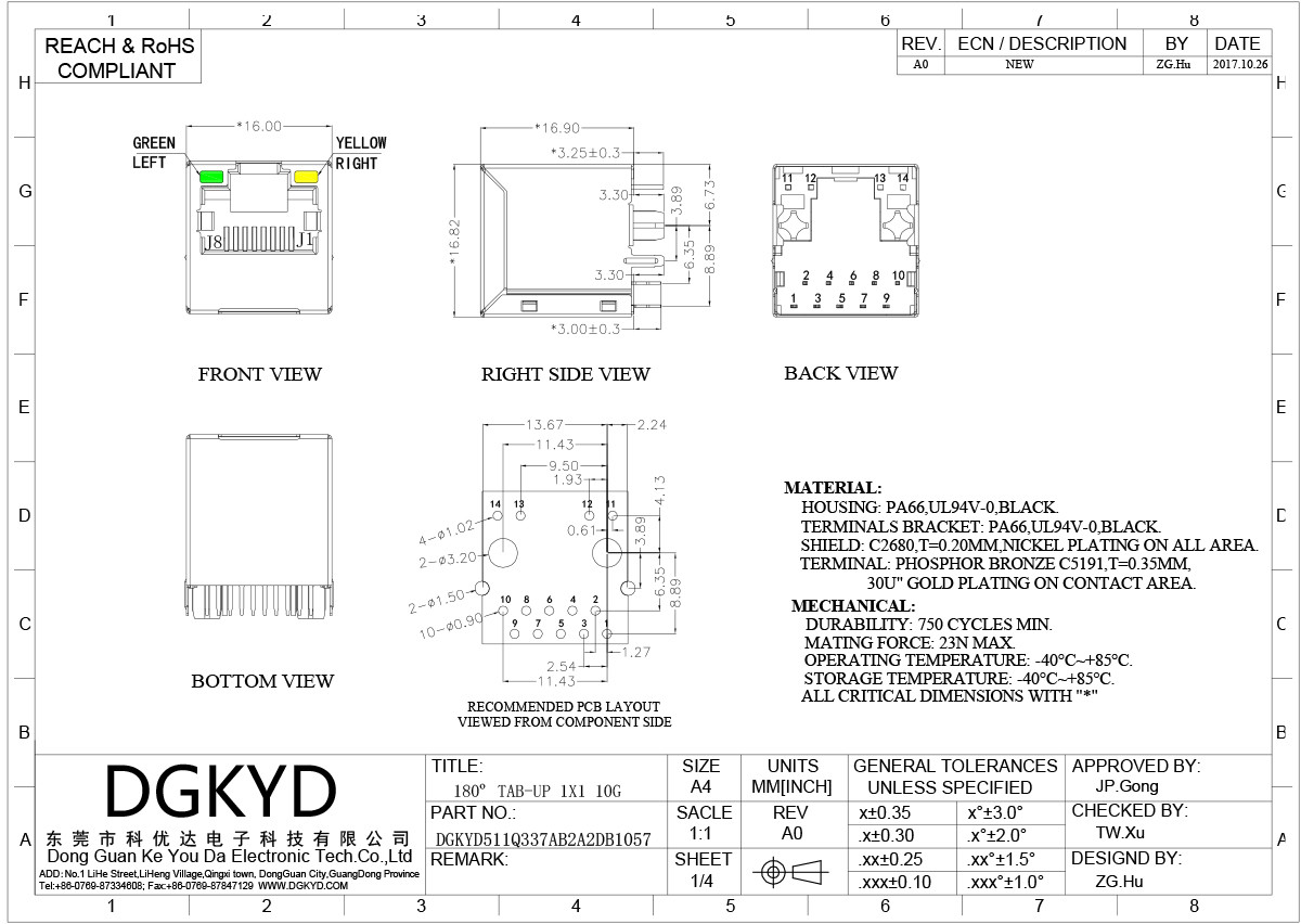 RJ45 network interface 10G integrated filtering 10P8C ...