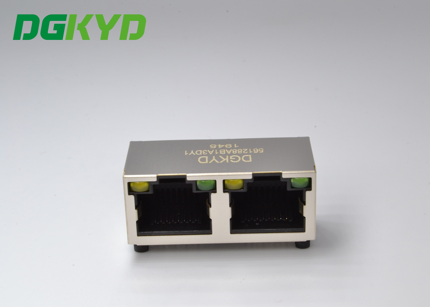 90 Degree Side Plug 1x2 RJ45 Multiple Port Connectors With LED