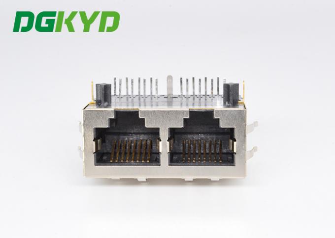Multiple 1X2 RJ45 Network Connector Shield Head Down Transformer