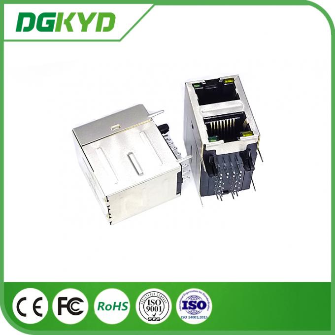 100 Base - T Stacked 2 Port Rj45 Jack Module With Magnetic Right Angle ...