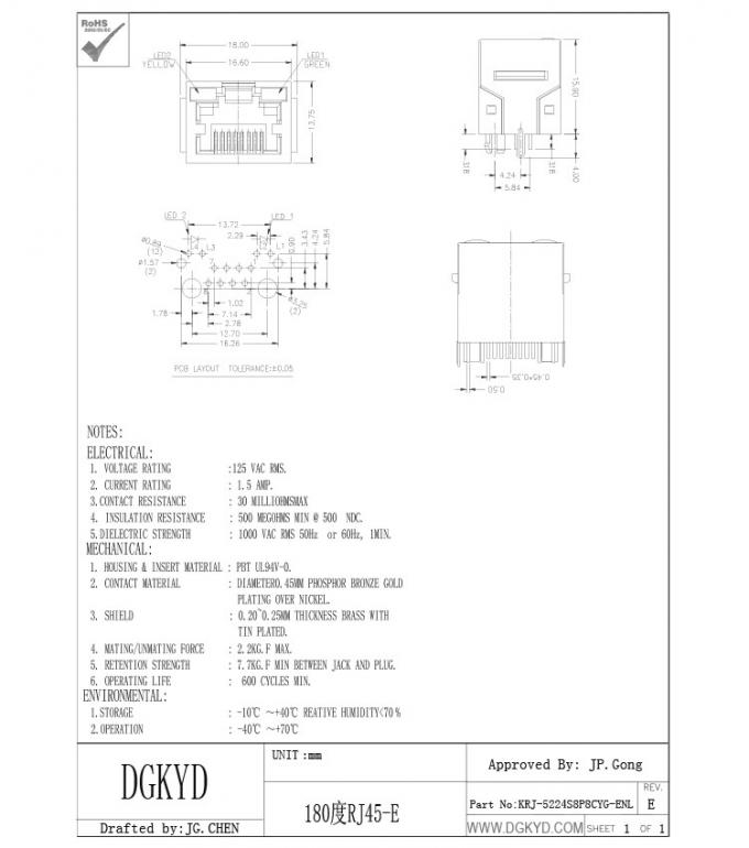 180° Top Entry Shield Rj45 Lan Jack With Panel Stops For Internet TV Box